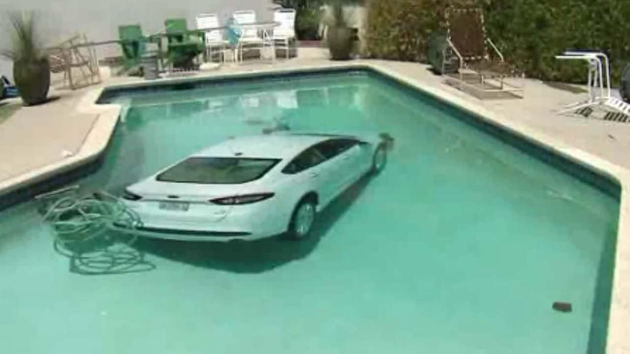 California elderly man drives car into backyard swimming pool | abc13.com