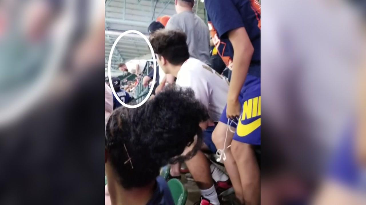 Foul Fall Astros Fan Flips Over Railing Trying To Catch Ball At Minute Maid Park